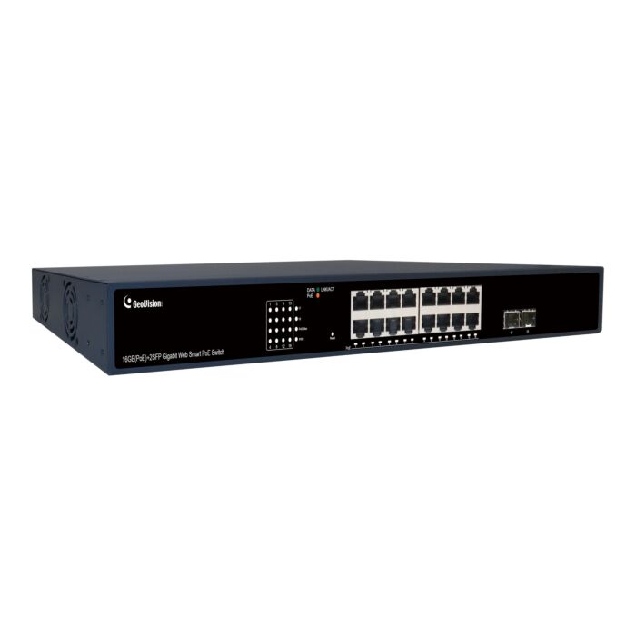 Geovision GV-APOE161C 16-Port Gigabit 802.3at Easy Web Smart PoE Switch