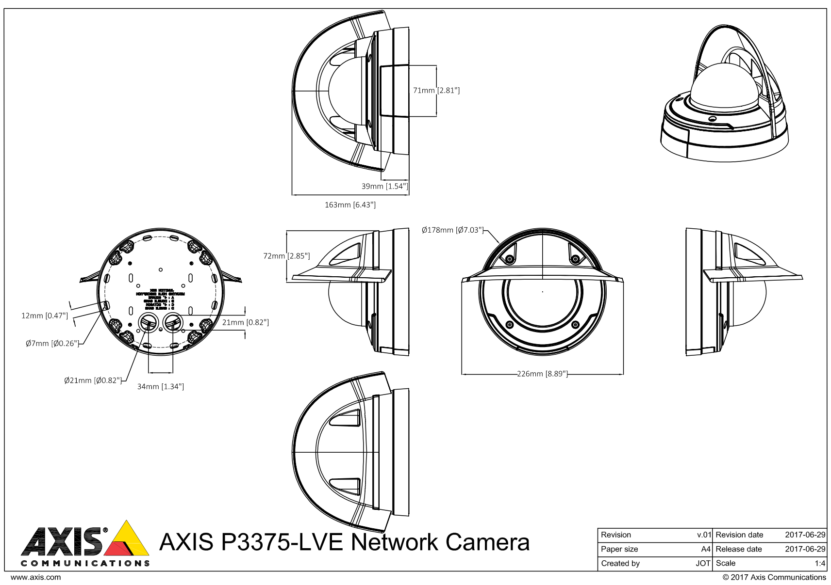 Axis P3375-LVE Outdoor Network Dome Camera 01063-001