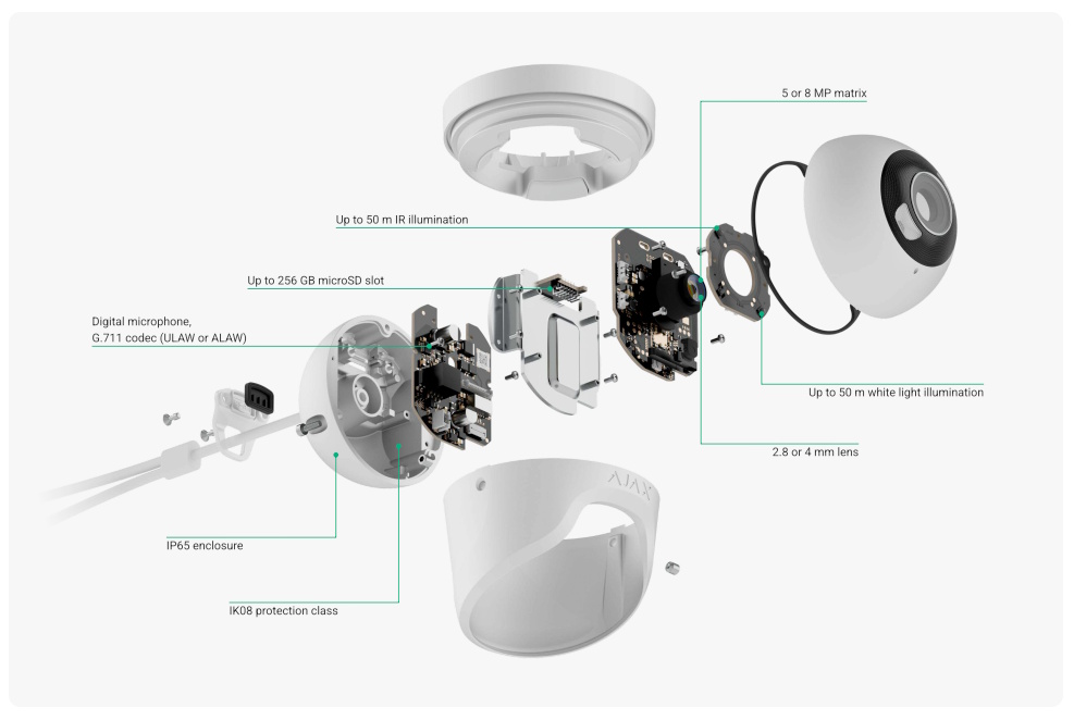 Ajax TurretCam HL Black 8MP Hybrid Illumination Turret Camera